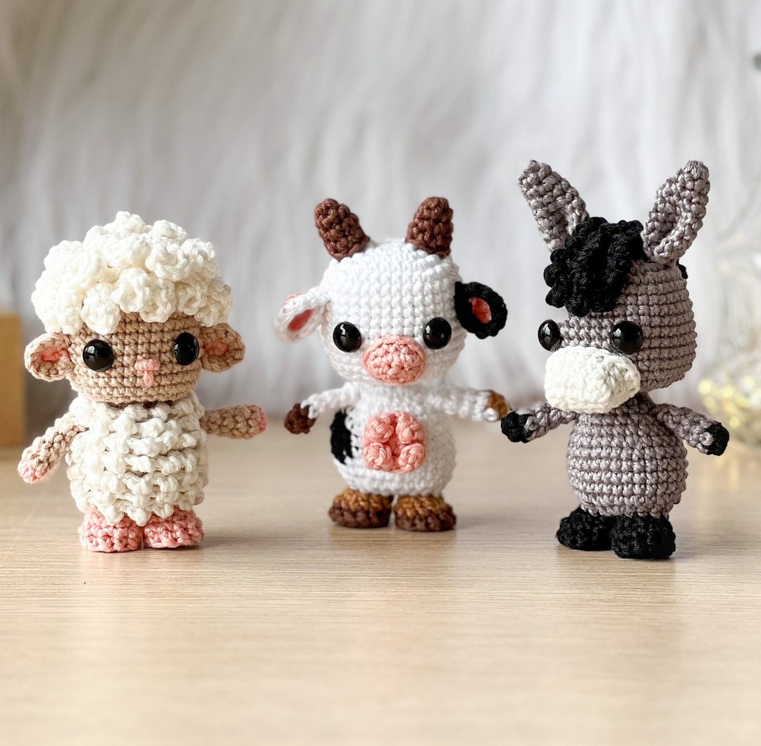 AMIGURUMI PATTERN Farm Animals | Cute and Easy Dolls | Cow Sheep Donkey ...