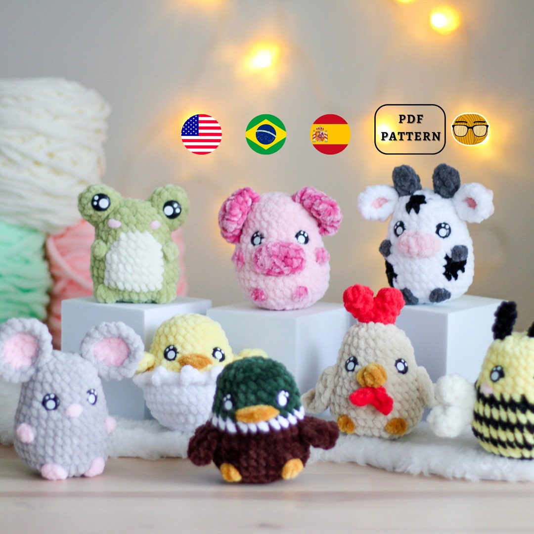 AMIGURUMI PATTERN Animals Plushie Collection Crochet Pattern | Low-sew ...