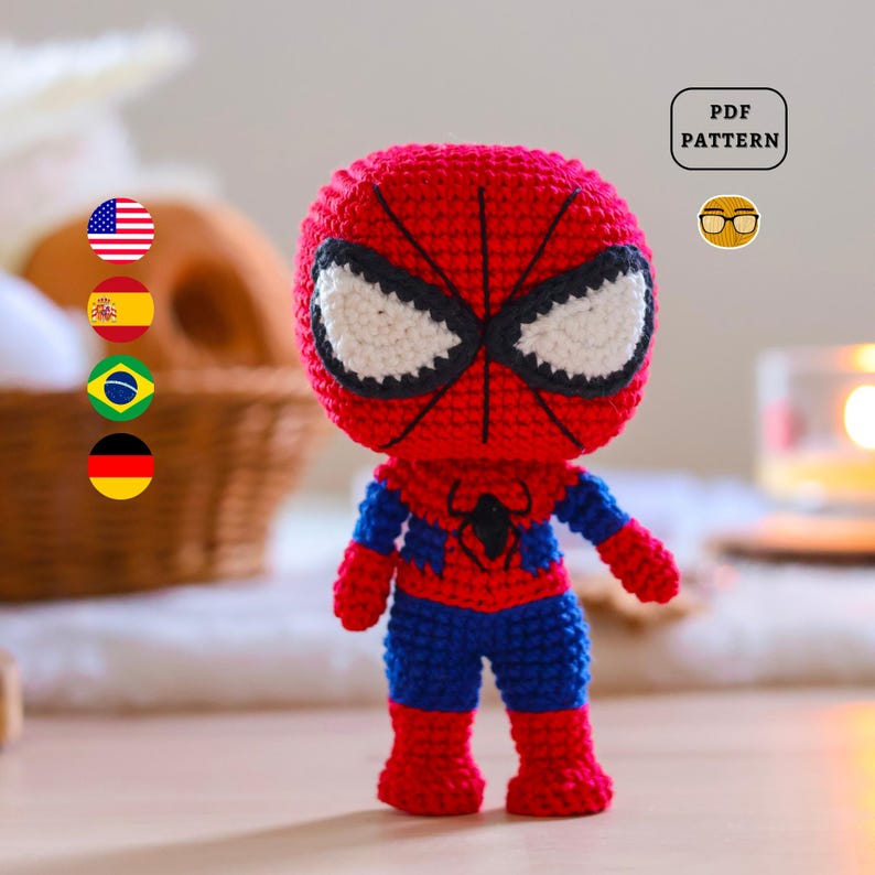 AMIGURUMI PATTERN Spider Hero Crochet Pattern | PDF Pattern | Eng Pt Es ...