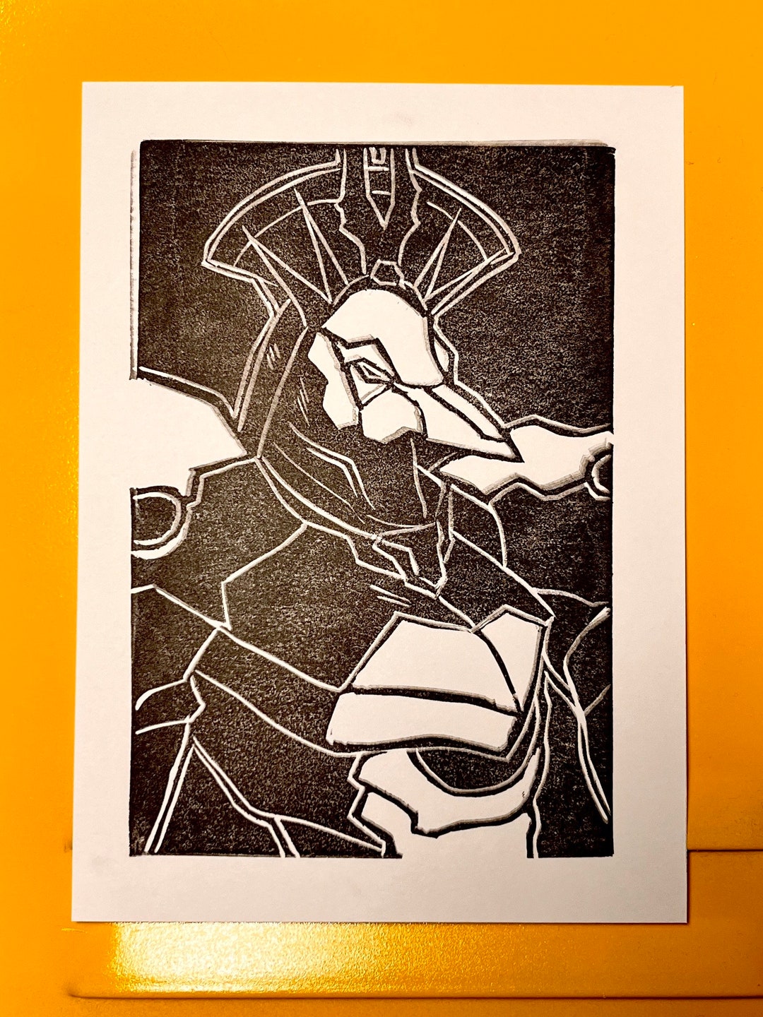 Metroid Hand Linocut Raven Beak Print - Etsy