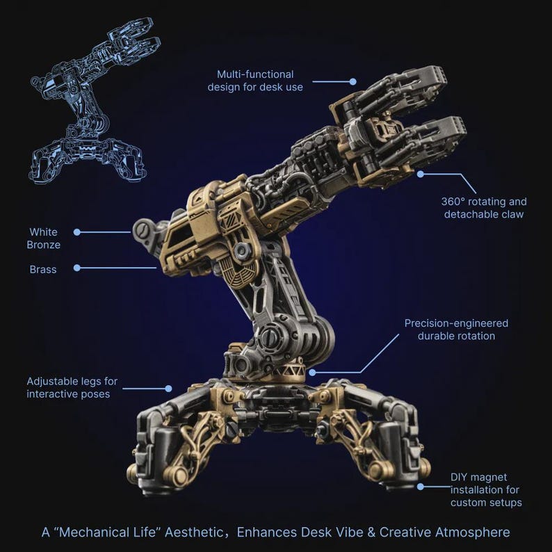 Mechanical Arm Figurine, Robot Desk Decor, Desktop Companion - Etsy