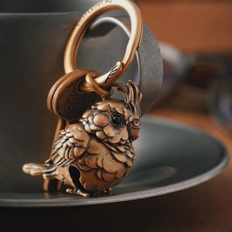 Cockatiel Bell in Brass, Parrot Keychain, Bird Lover Gifts, Valentine's ...