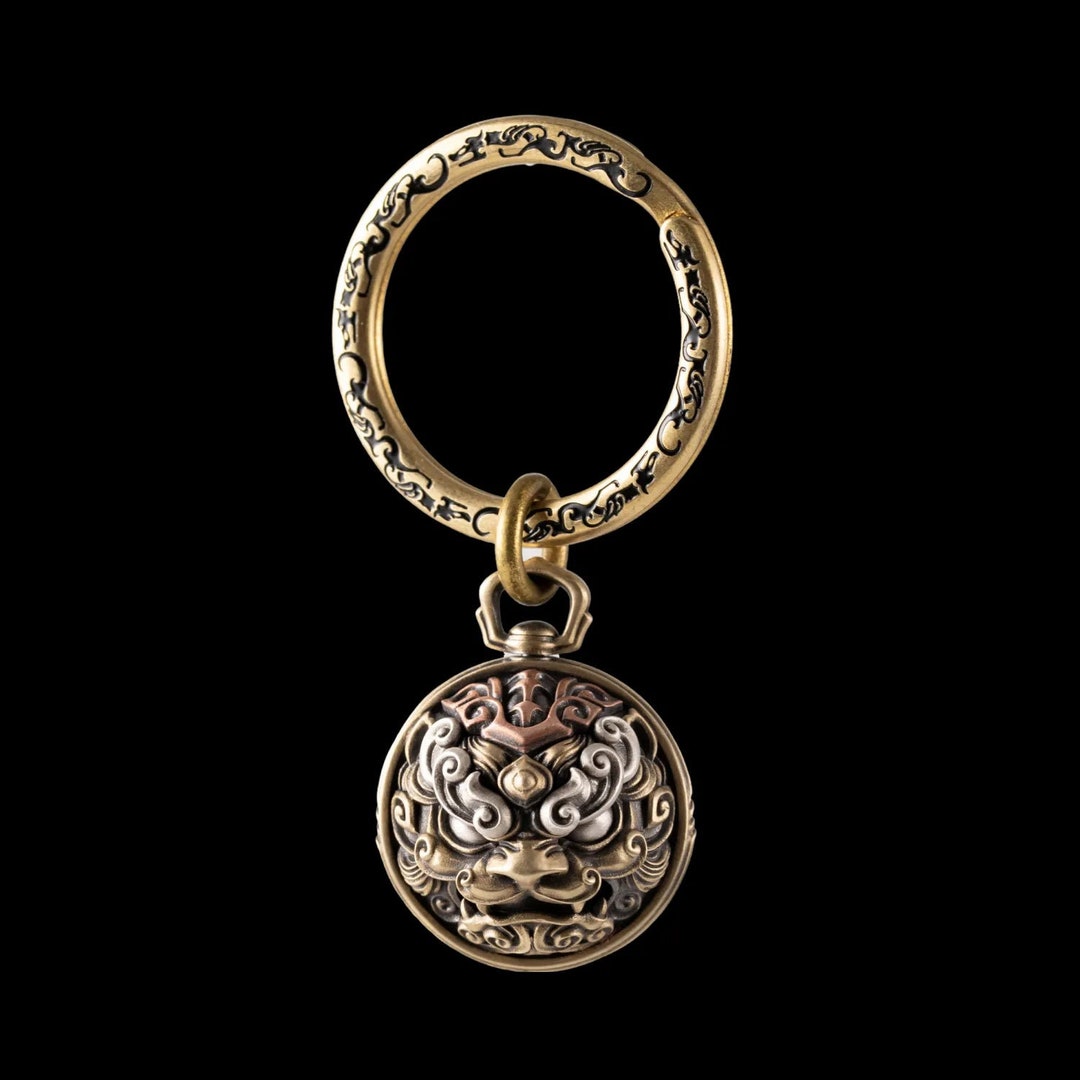 Taotie Tiger Bell in Brass, Amulet Keychain, Gremlin Bells, Gift for ...