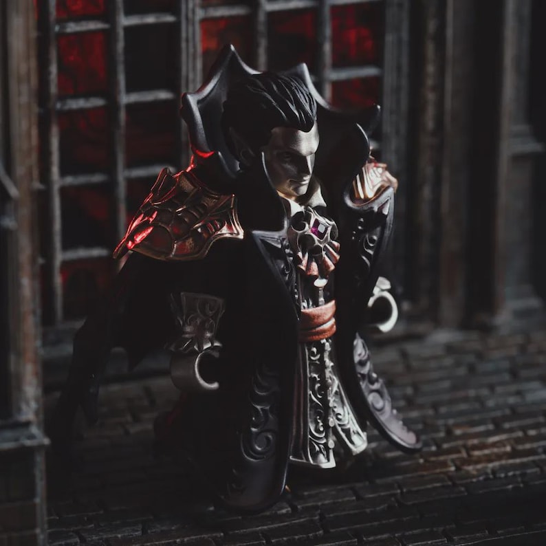 Crimson Vampire Figurine, Magnetic Metal Statue, Collectible Gothic ...