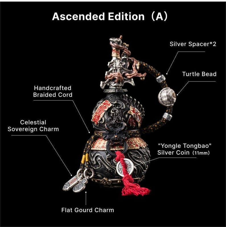 Dragon Spine Blade Gourd Ink Black Edition, Handmade Taoist Relic ...
