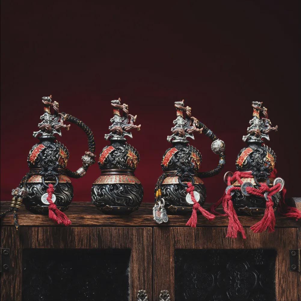 Dragon Spine Blade Gourd Ink Black Edition, Handmade Taoist Relic ...