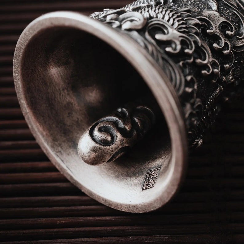 Custom Oxidized Silver Dragon Bell, Motorcycle Bells, Ride Safe ...