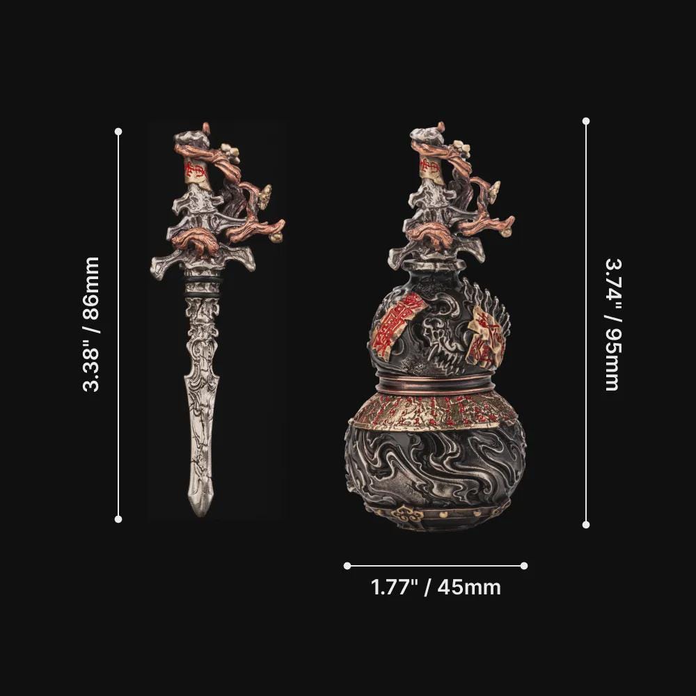 Dragon Spine Blade Gourd Ink Black Edition, Handmade Taoist Relic ...