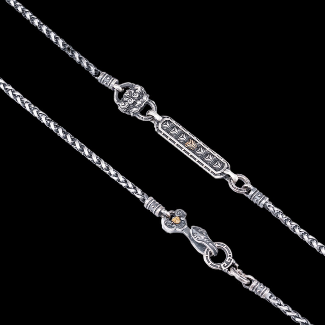 Oxidized Silver Tang Armor Necklace With Brass Inlay. Creative Necklace ...