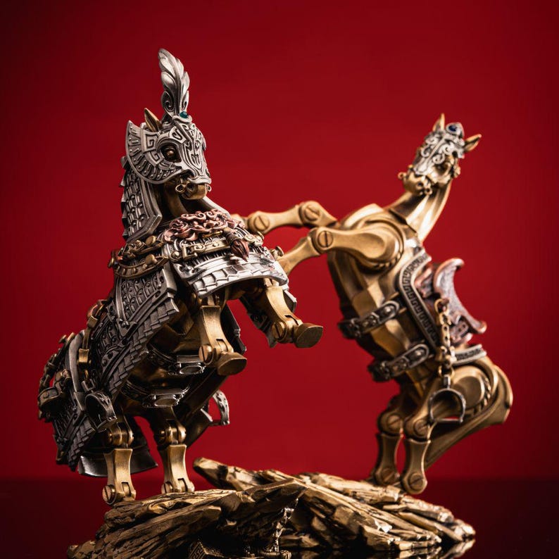 Heroic Steed Metal Figurine, Detachable Horse Kinetic Sculpture ...