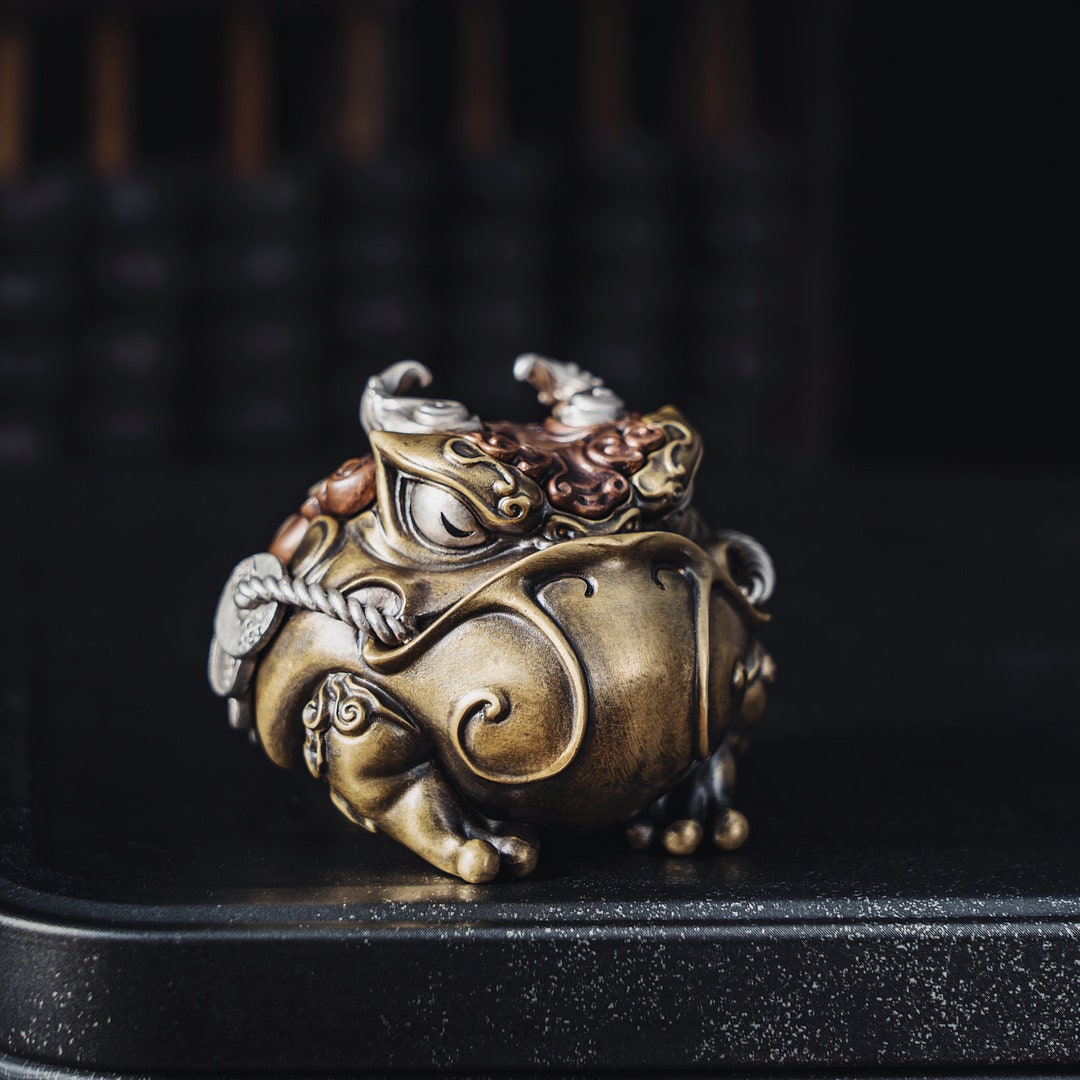 Brass Toad Keepsake Box. Toad Statue. Desk Decor. Antique Collection ...