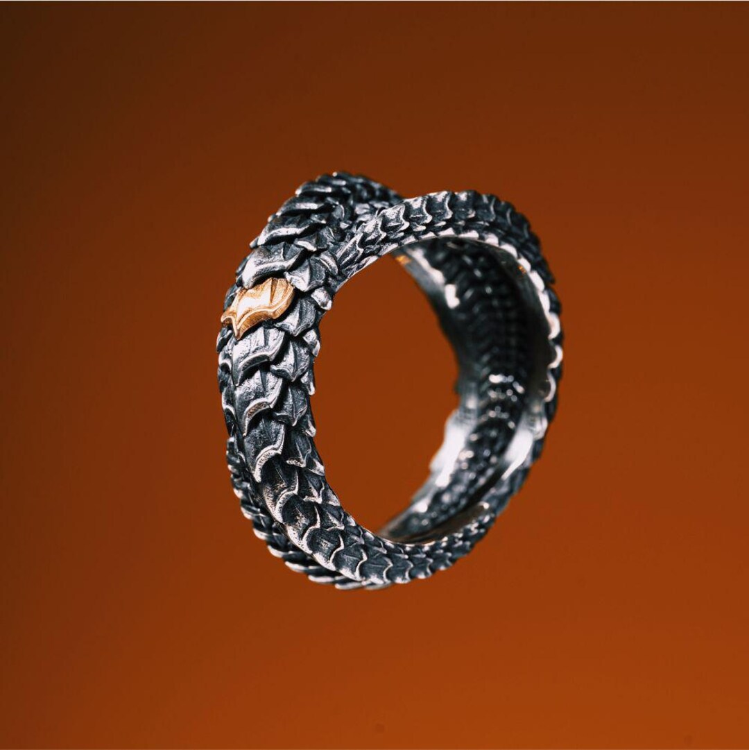 Oxidized Silver Dragon Scale Ring, Gothic Punk Jewelry - Etsy