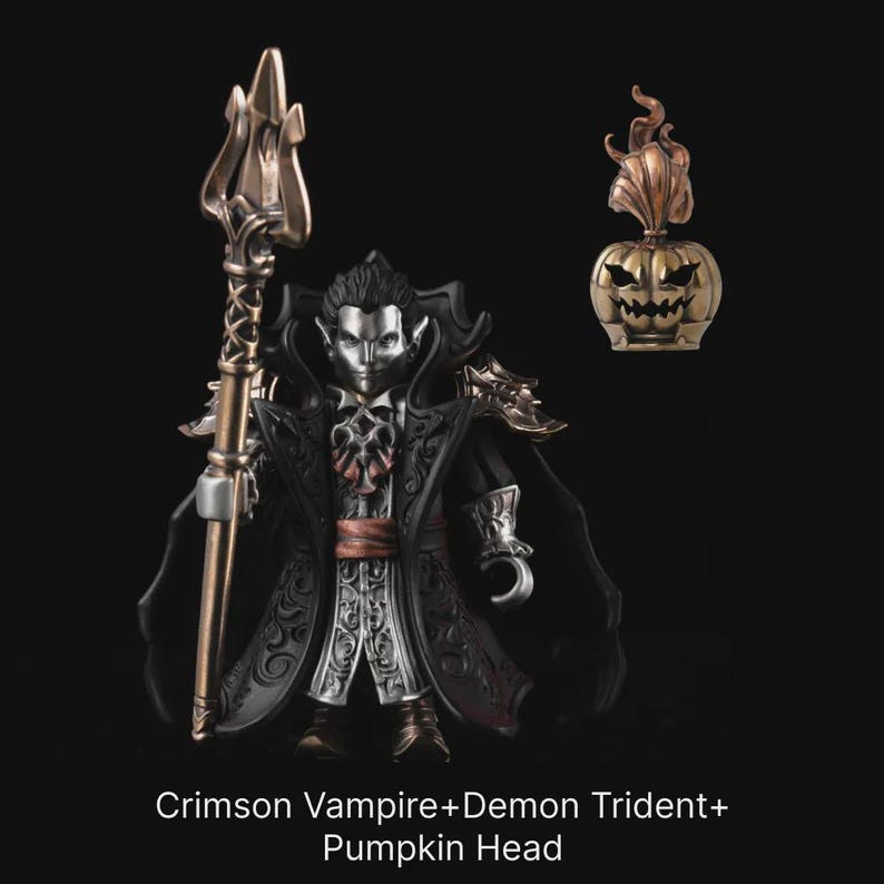 Crimson Vampire Figurine, Magnetic Metal Statue, Collectible Gothic ...