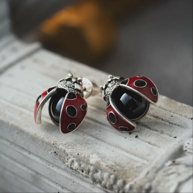Silver Enamel Ladybird - Etsy