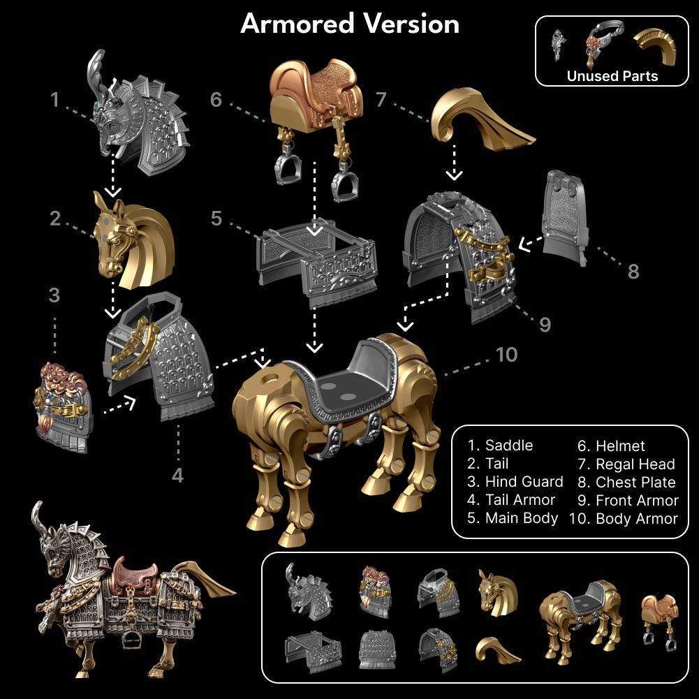 Heroic Steed Metal Figurine, Detachable Horse Sculpture, Valentine's ...