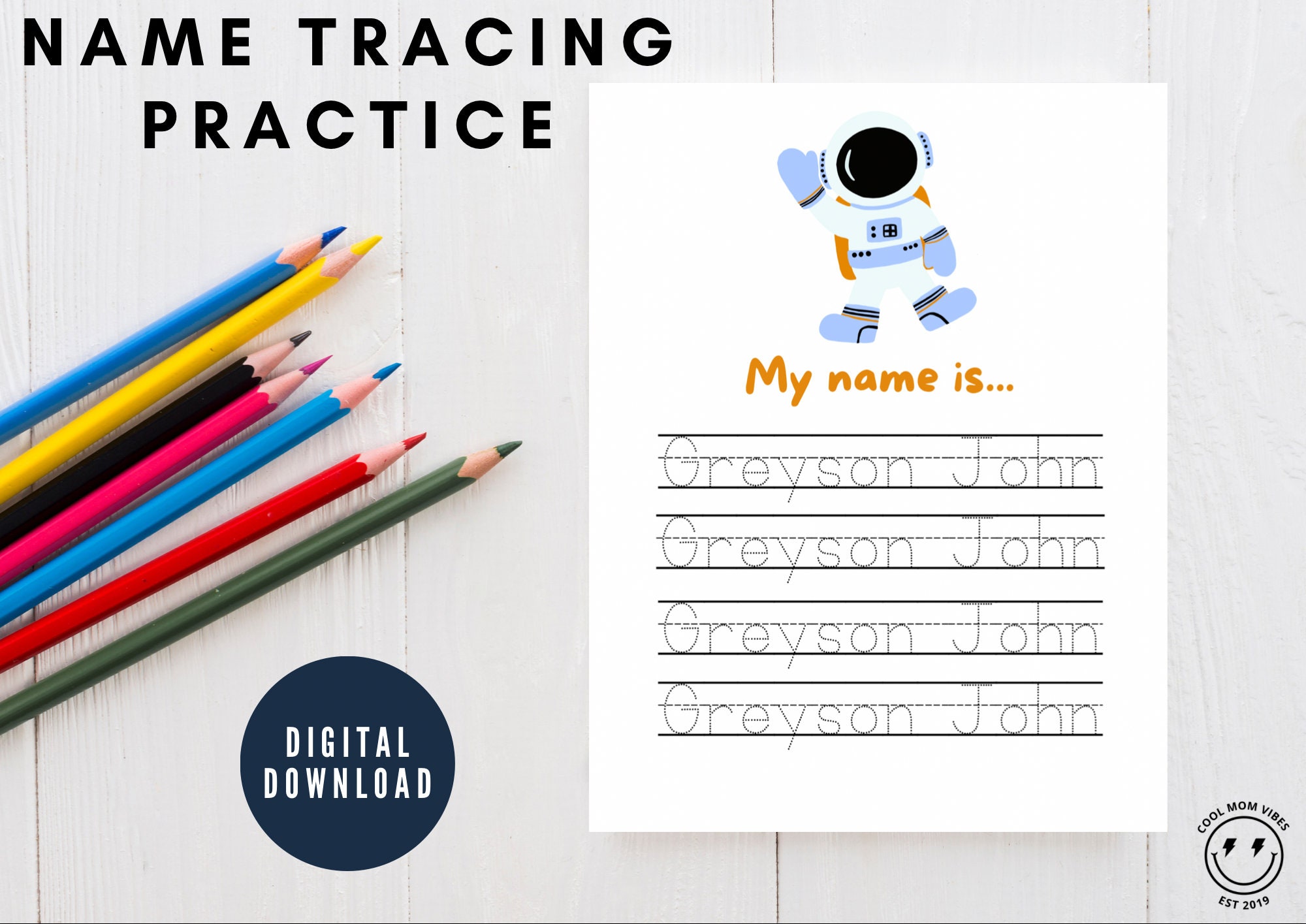 Kids Preschool Name Tracing Practice, Children Name Practice Writing ...