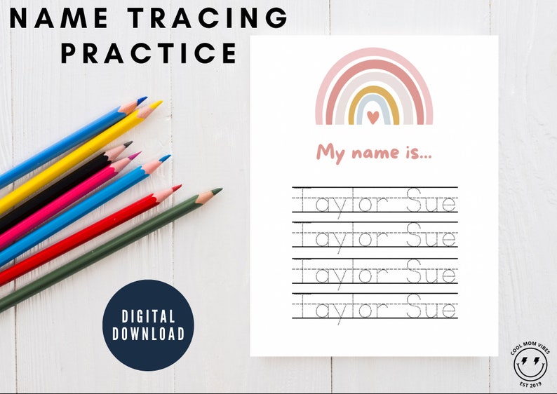 Kids Preschool Name Tracing Practice, Children Name Practice Writing ...