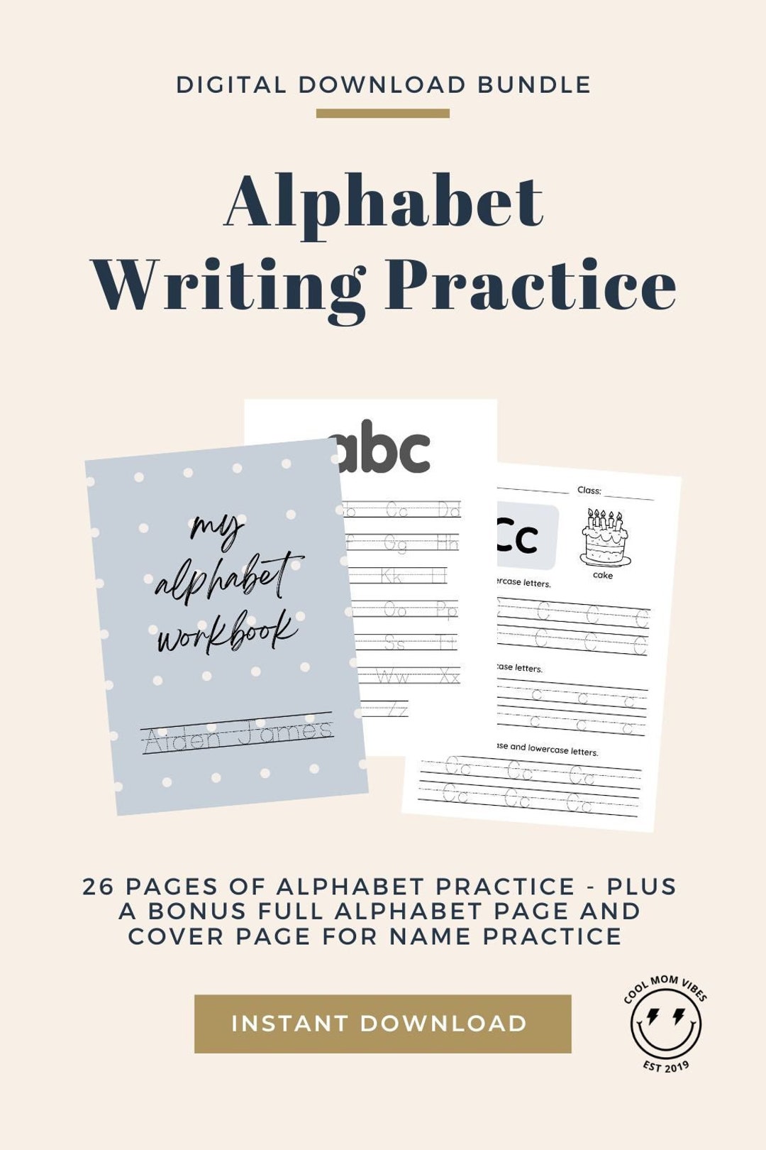 Printable Alphabet Worksheet Bundle for Preschool Practice Sheets ...