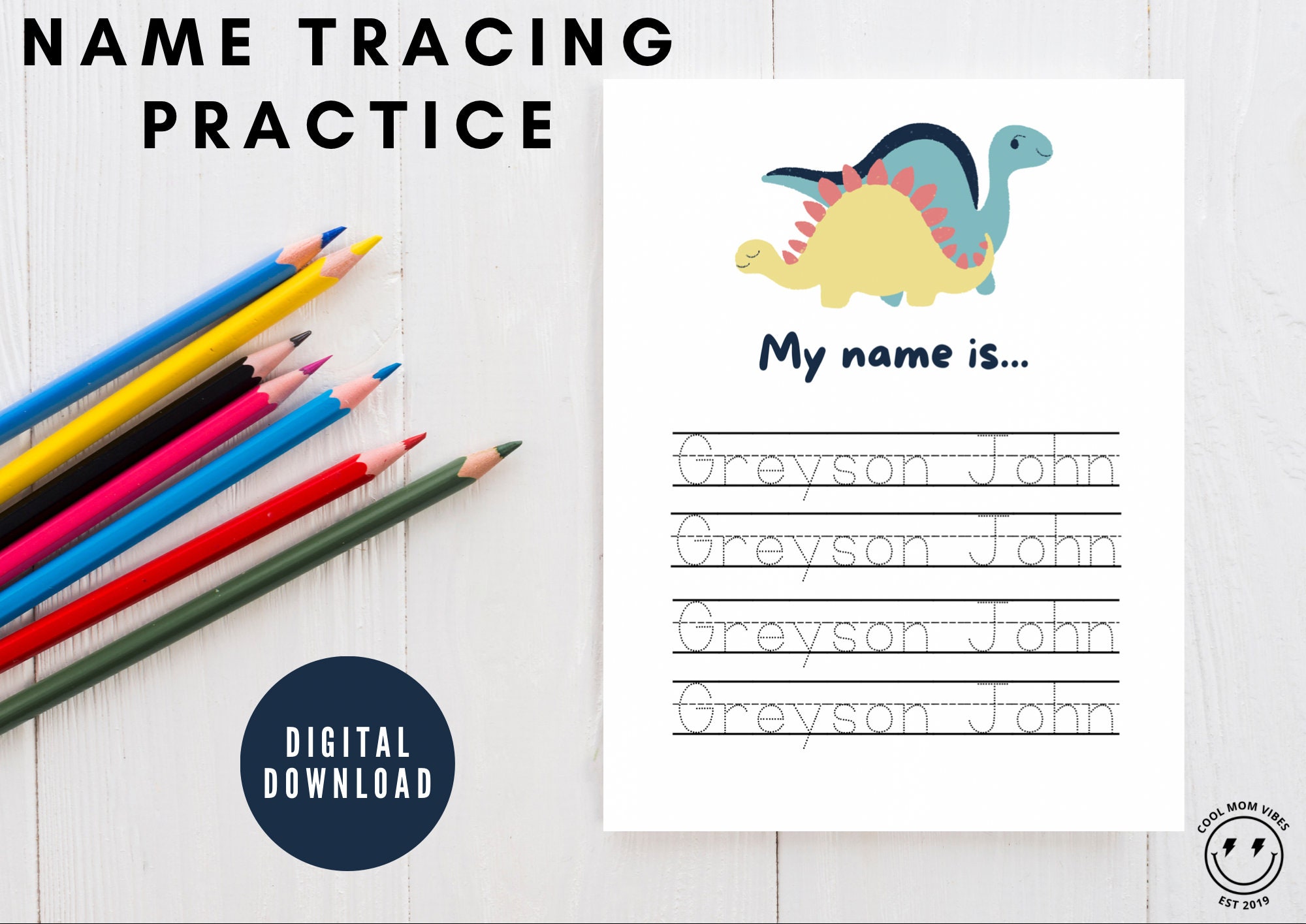 Kids Preschool Name Tracing Practice, Children Name Practice Writing ...