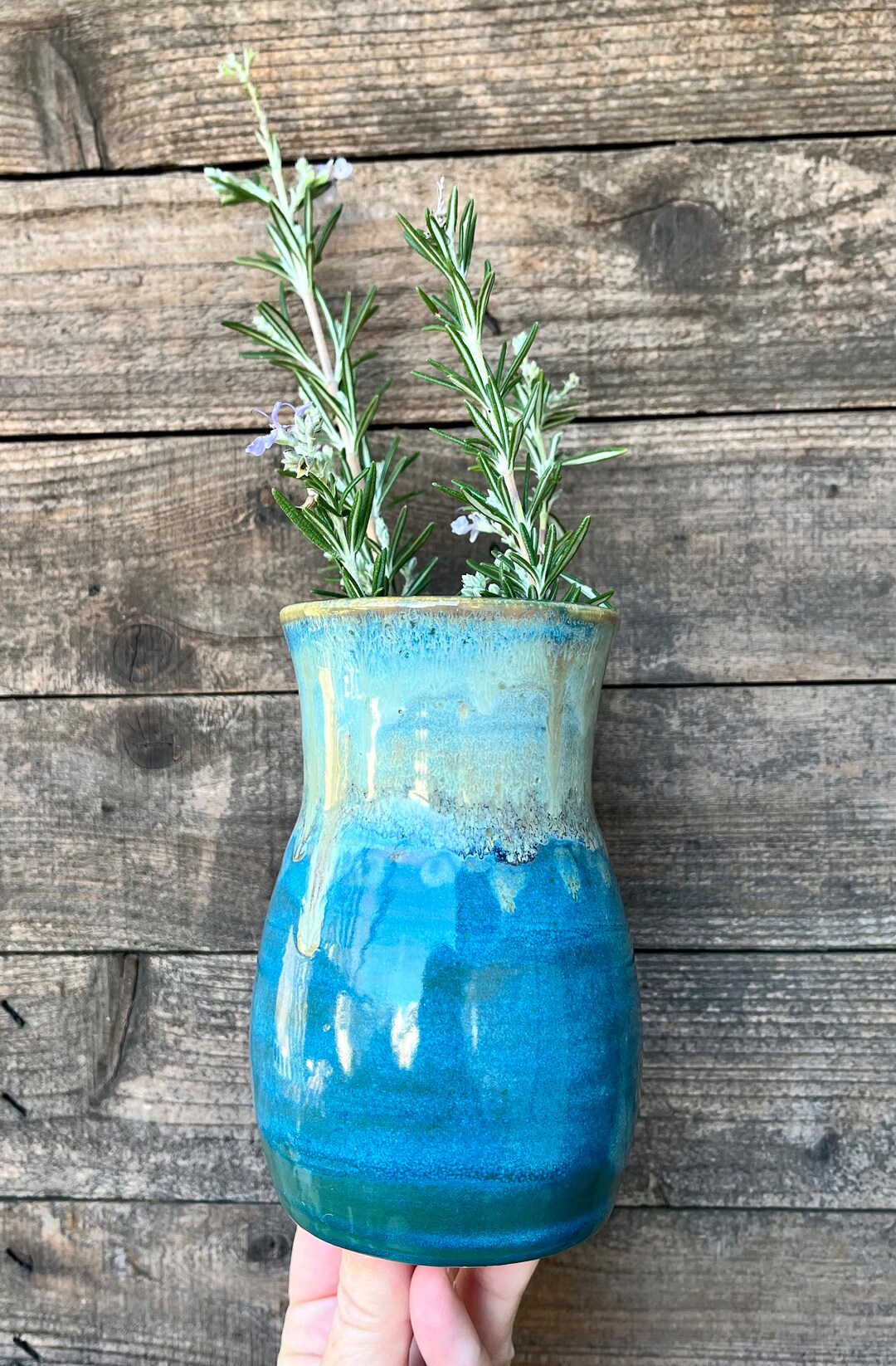 5.5 Tall Handmade Ceramic Vase Blue second Please See Description - Etsy