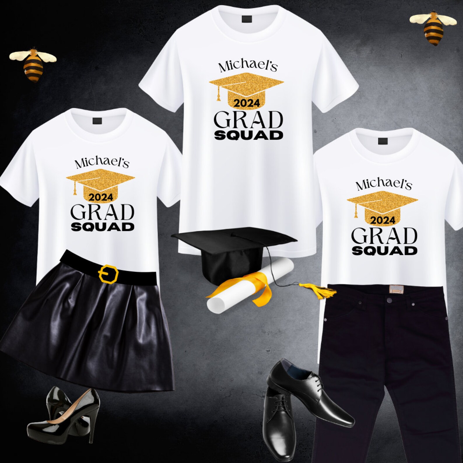 2024 Grad Squad WHITE Shirts, FREE SHIPPING, Grad Squad, Class of 2024 ...