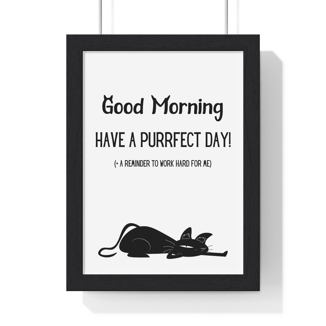 Good Morning Print With Black Cat. Bedroom Wall Art With Cats - Etsy