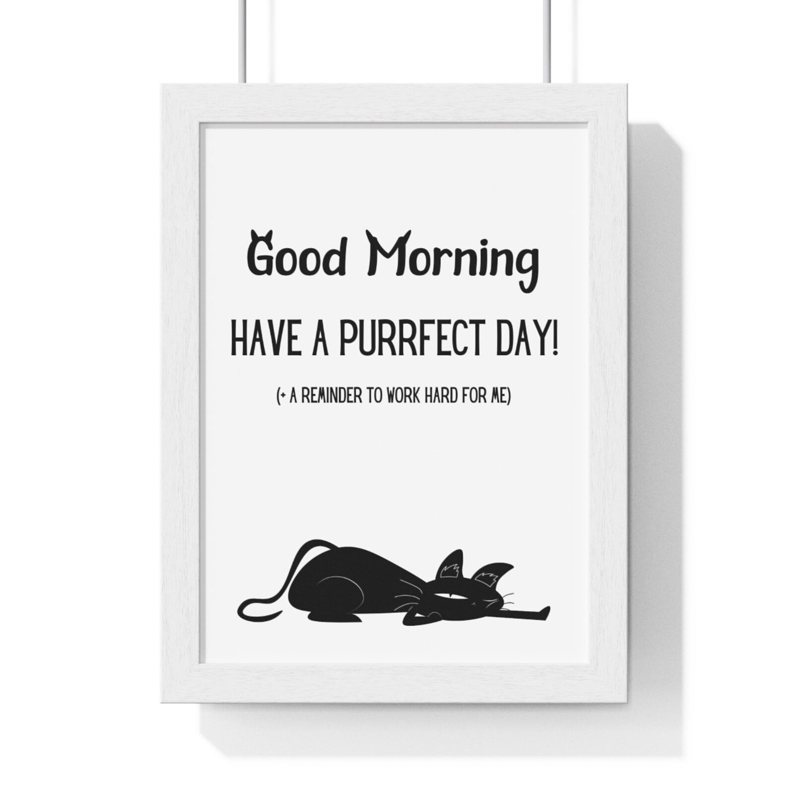 Good Morning Print With Black Cat. Bedroom Wall Art With Cats - Etsy