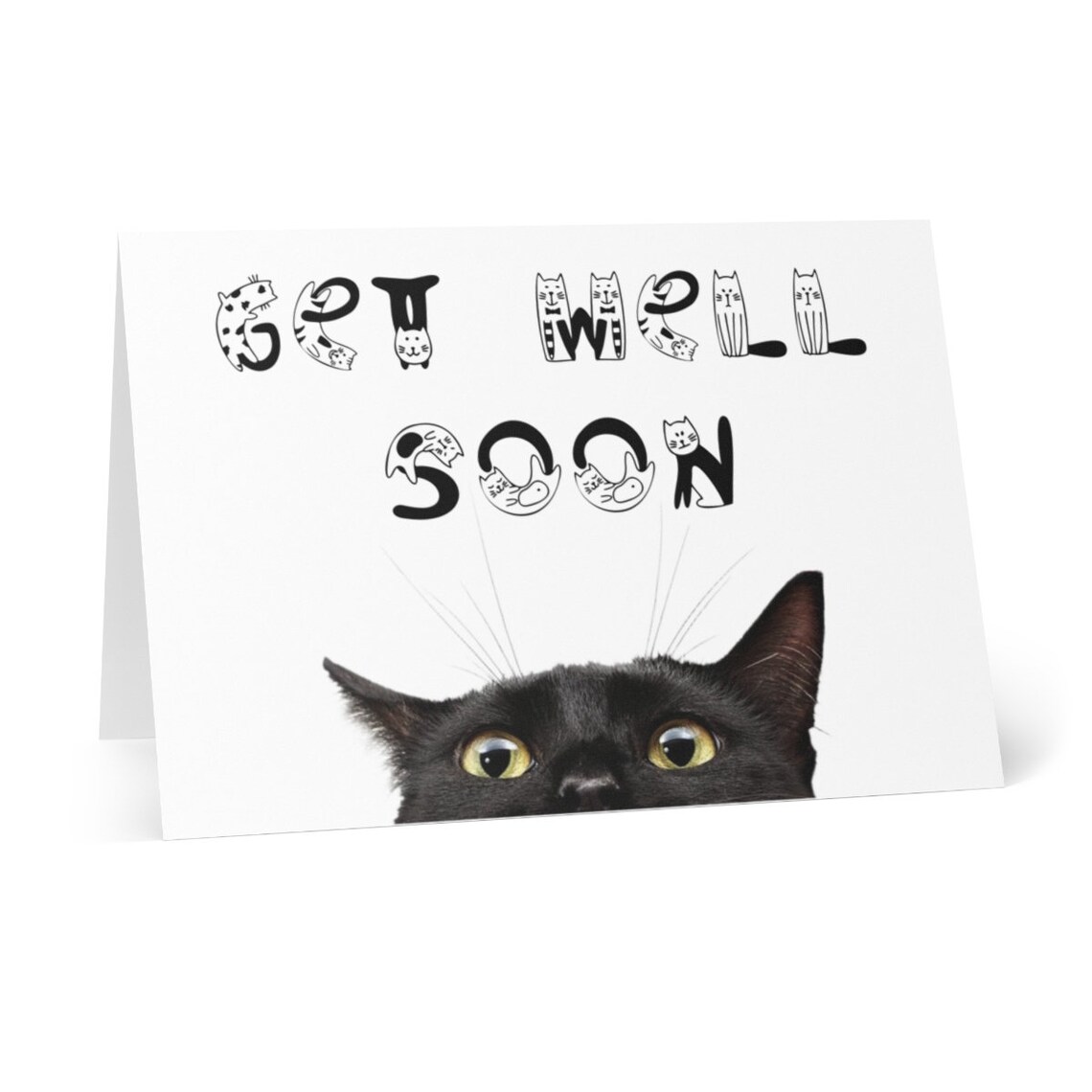 Get Well Soon Card With Black Cat - Etsy