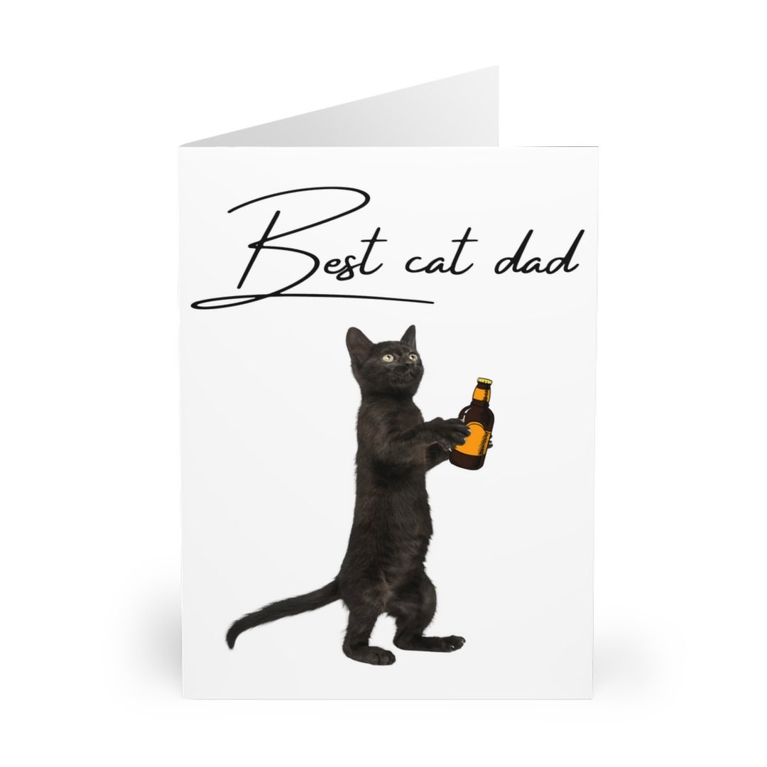 Best Cat Dad Greeting Card, Father's Day Card With Cats On, Black Cat ...