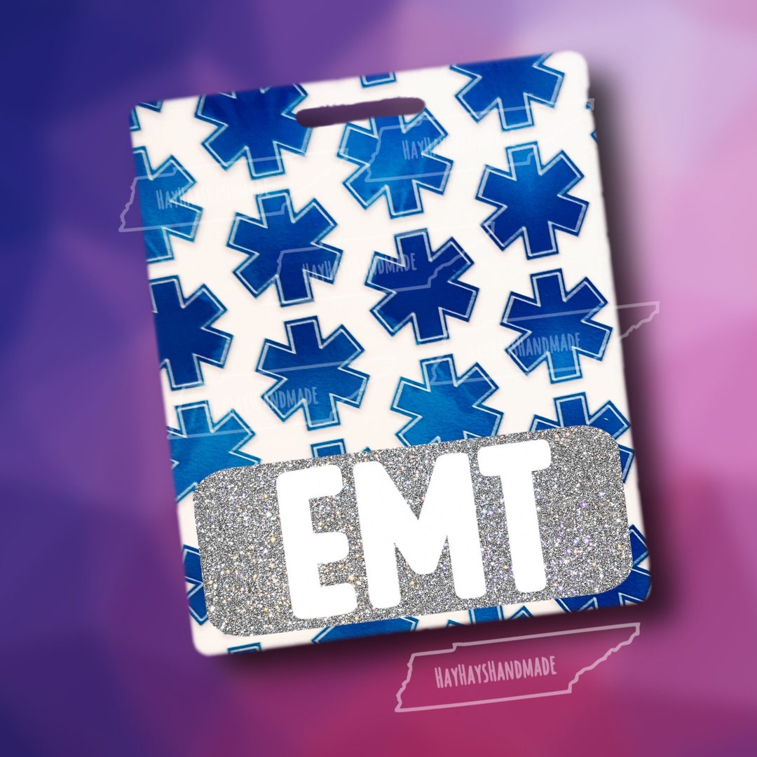 Custom EMS Star of Life Glitter Badge Buddy EMT Paramedic Flight Medic ...