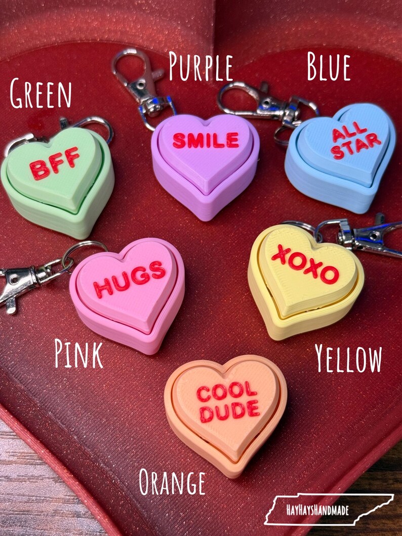 Bundle of Conversation Hearts Clicky Keychain Fidget Bulk | Valentine ...
