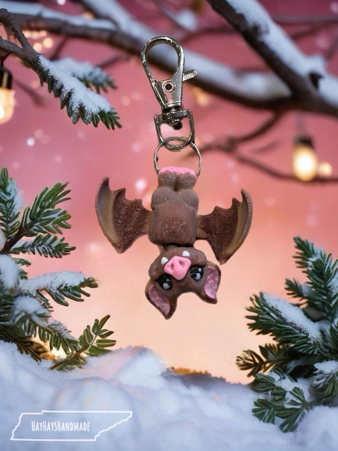 Articulated Fruit Bat Keychain | Badge Reel Charm | Fidget | Gift for ...