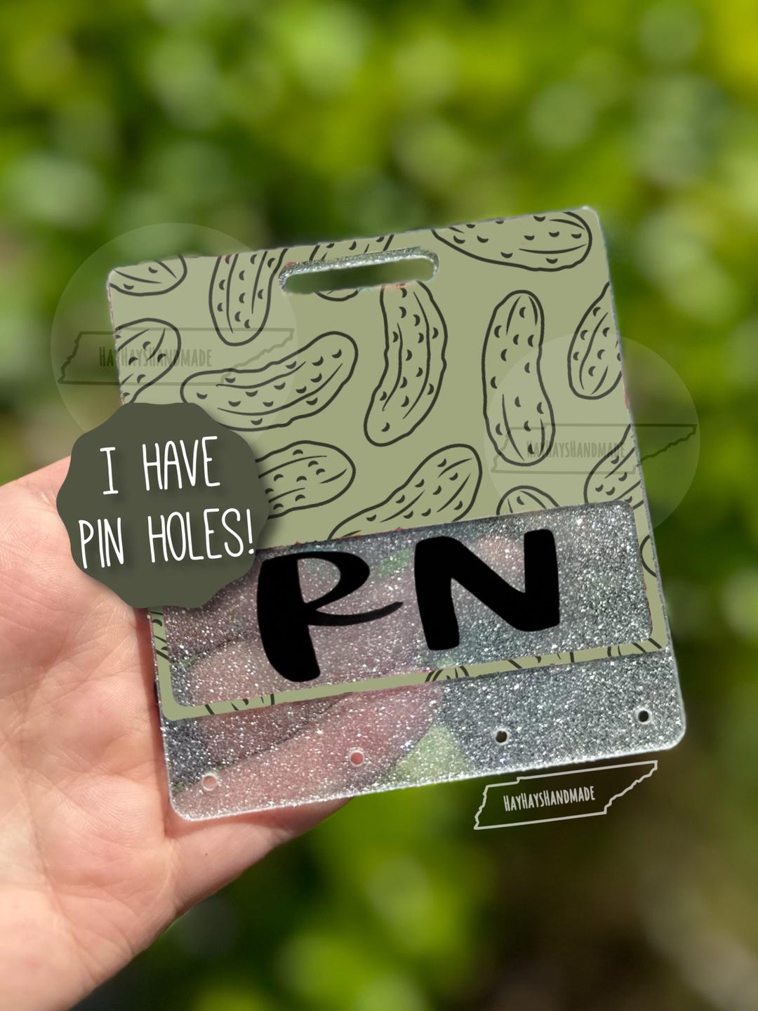 Custom Pin Holding Pickle Pattern With Glitter Extremely Lightweight ...