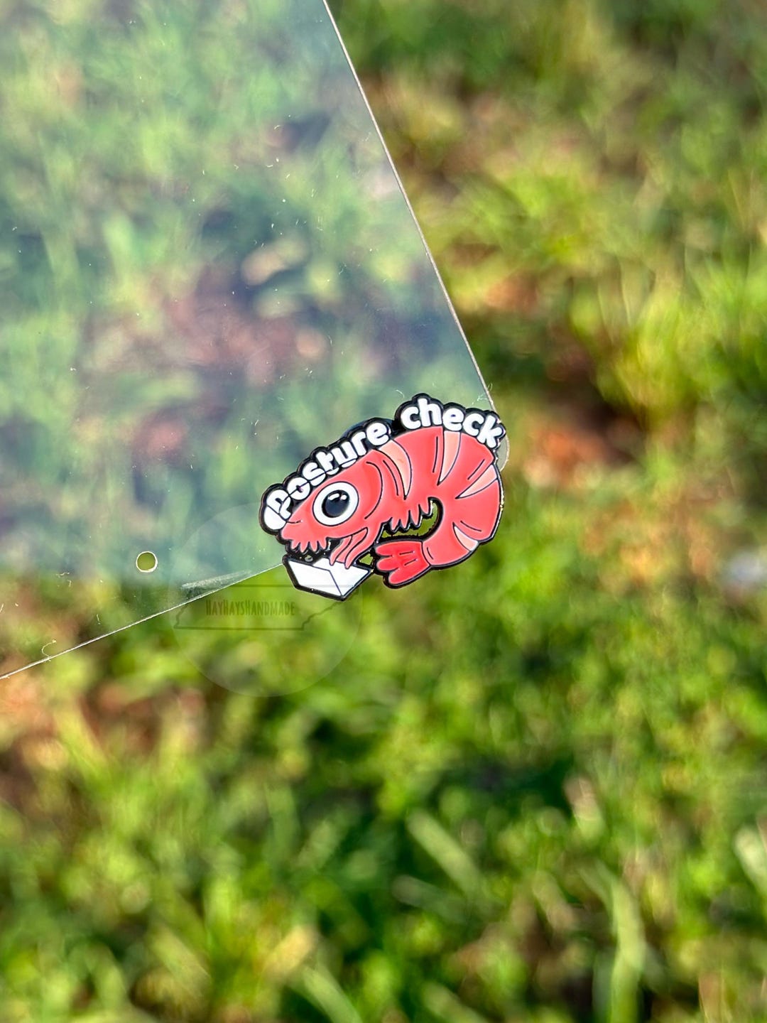 Posture Check Shrimp Pin | Enamel Pins | Lapel Pin | Pin for Badge ...