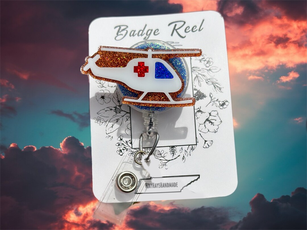 Medical Helicopter Funny Retractable Badge Reel for Nurses & Medics ...