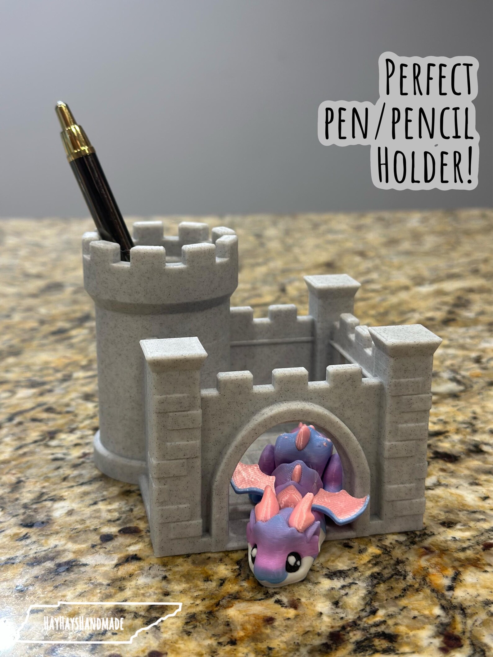Dragon With Wings and Castle Desk Fidget | Mini Dragon | Pencil Holder ...