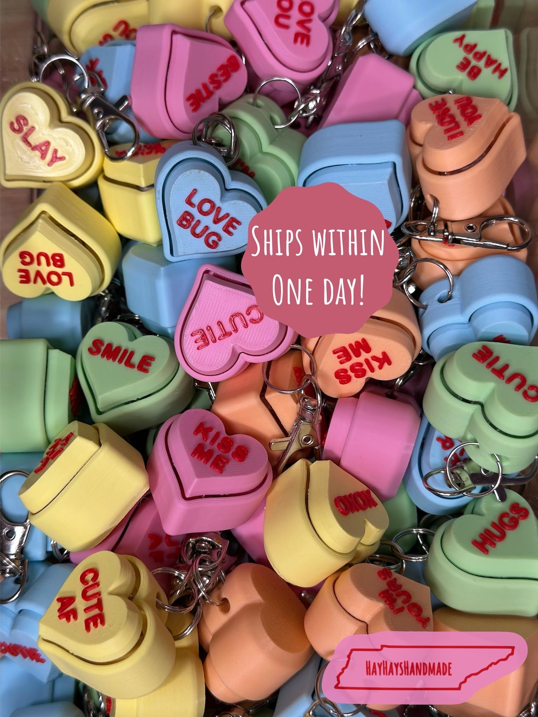 Conversation Hearts Clicky Keychain Fidget | Keyboard Fidget ...