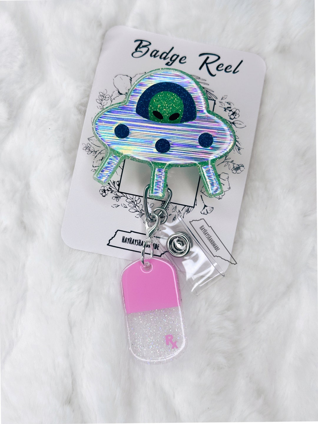 The Original UFO Alien Pill Abduction Funny Retractable Badge Reel for ...