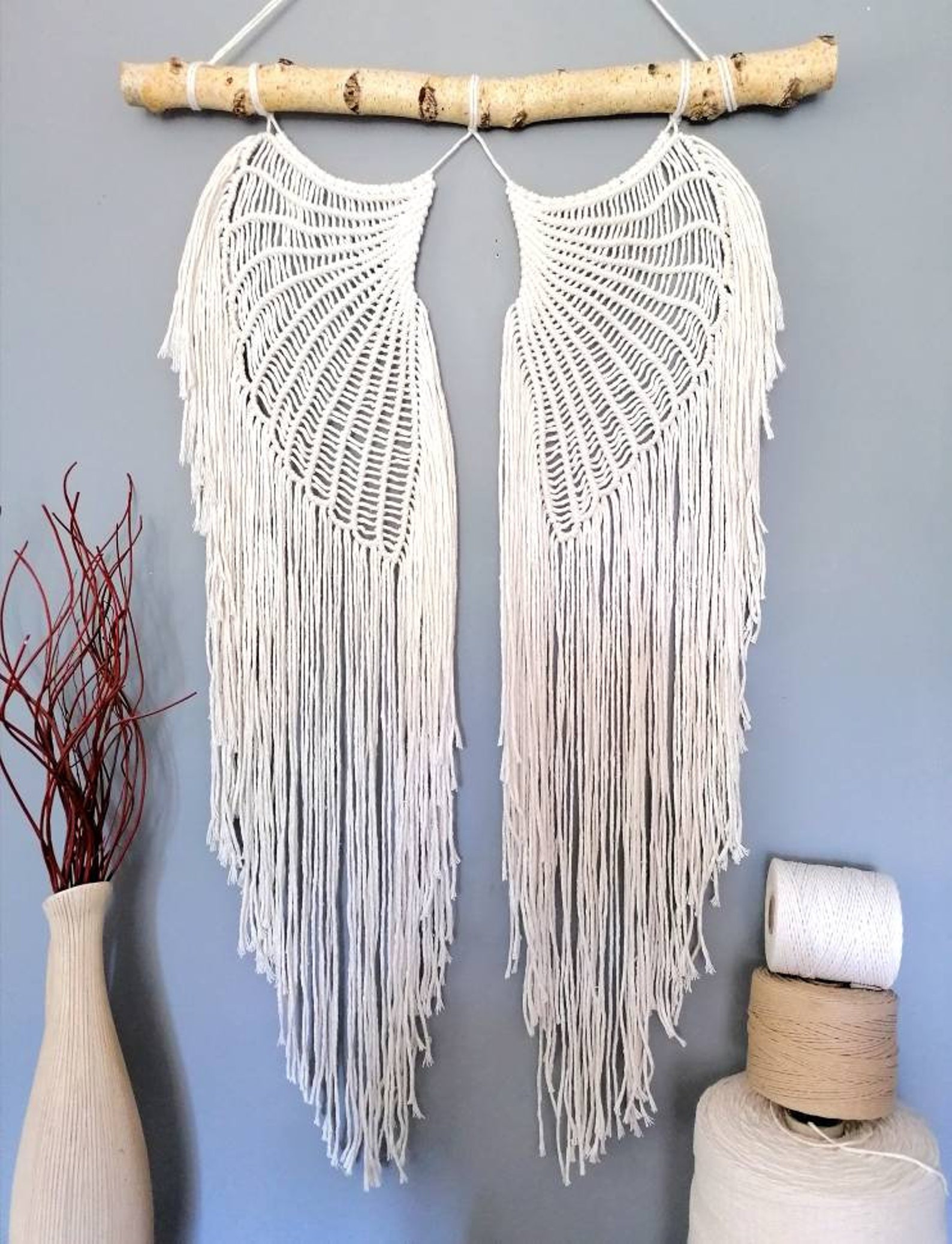 Macrame Angel Wings BOHO Art Deco macrame wall hanging Wall | Etsy
