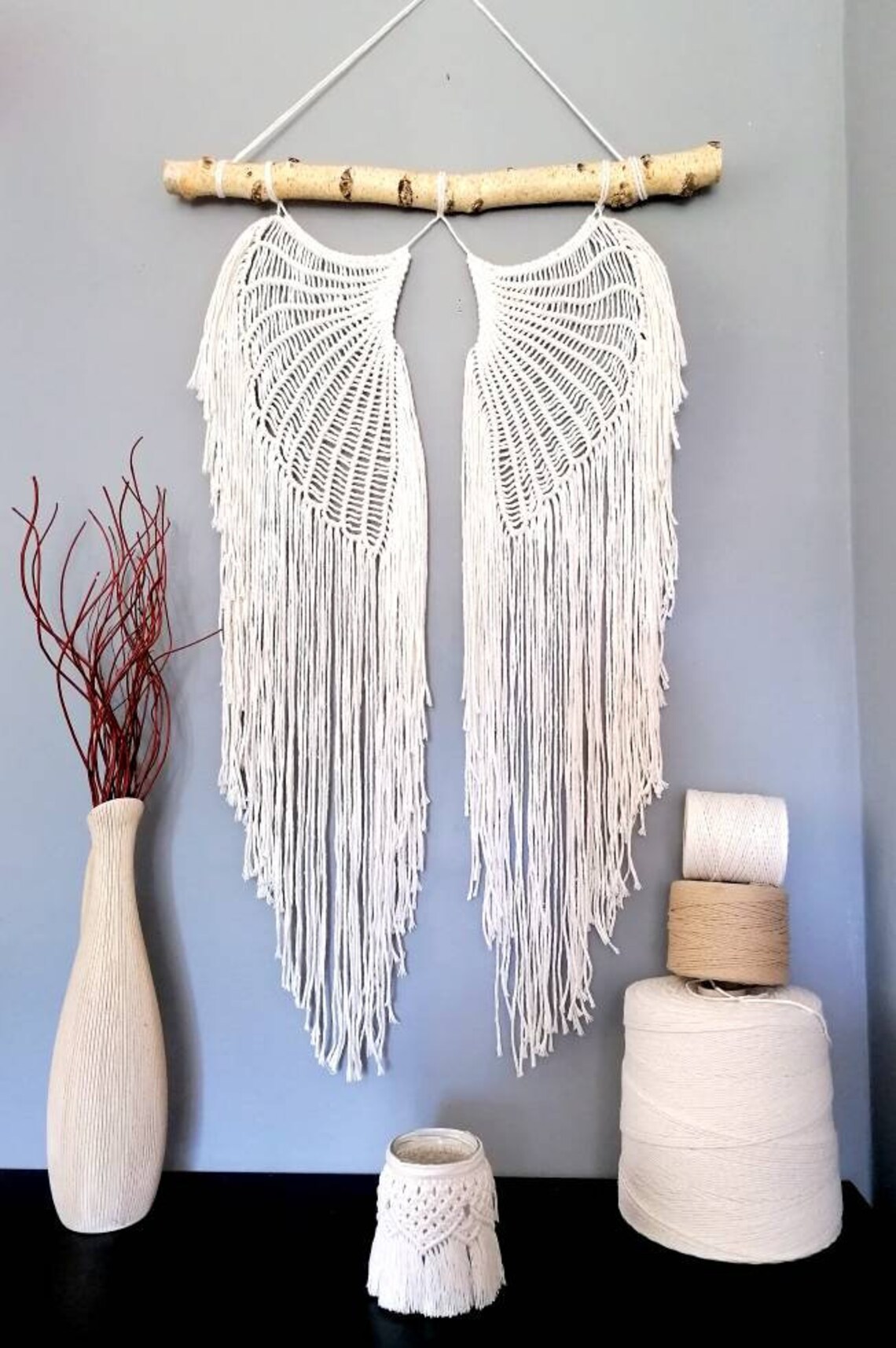 Macrame Angel Wings BOHO Art Deco macrame wall hanging Wall | Etsy