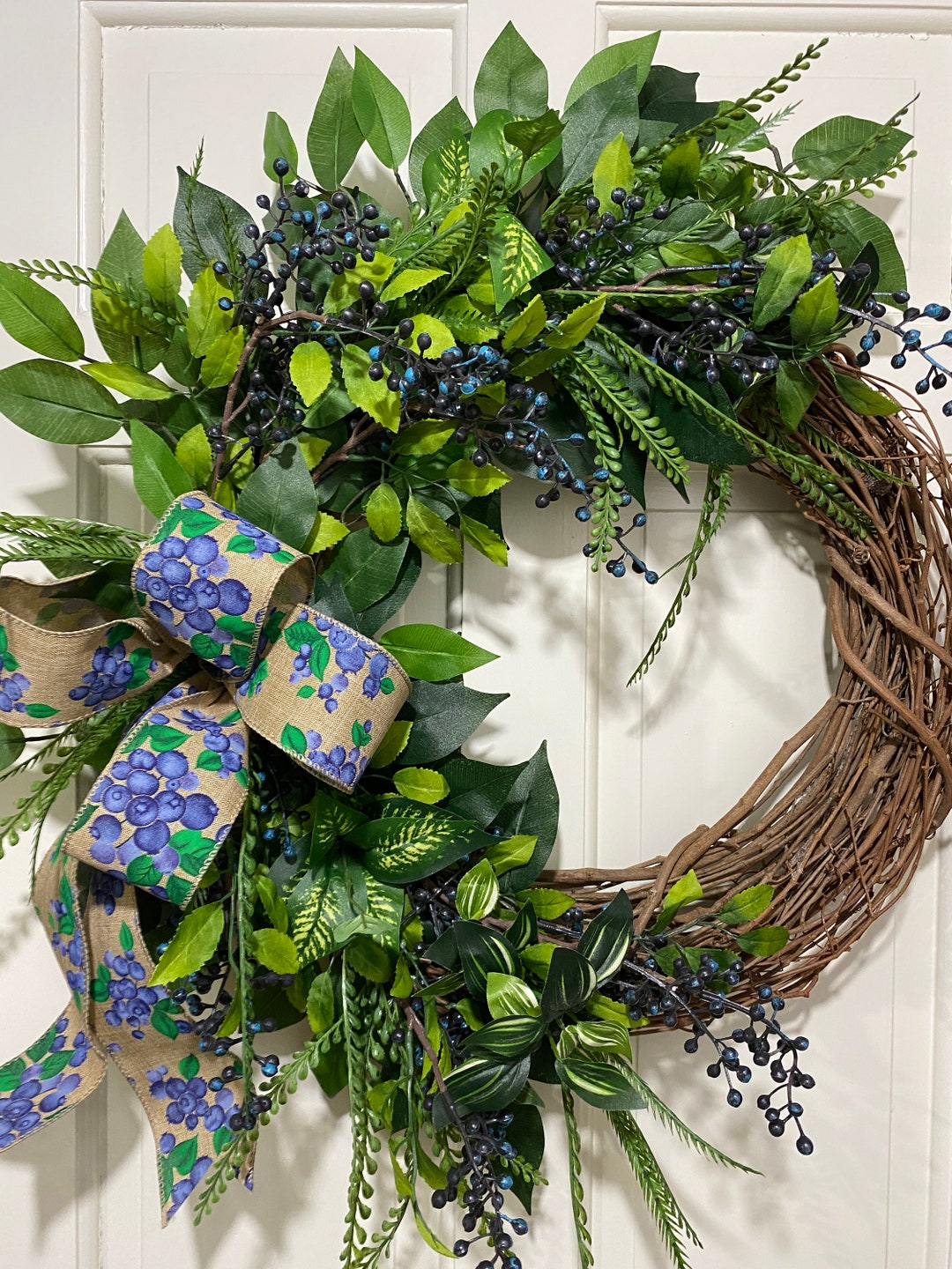 Summer Berry Wreath, Blueberry Wreath, Farmhouse Front Door Wreath ...
