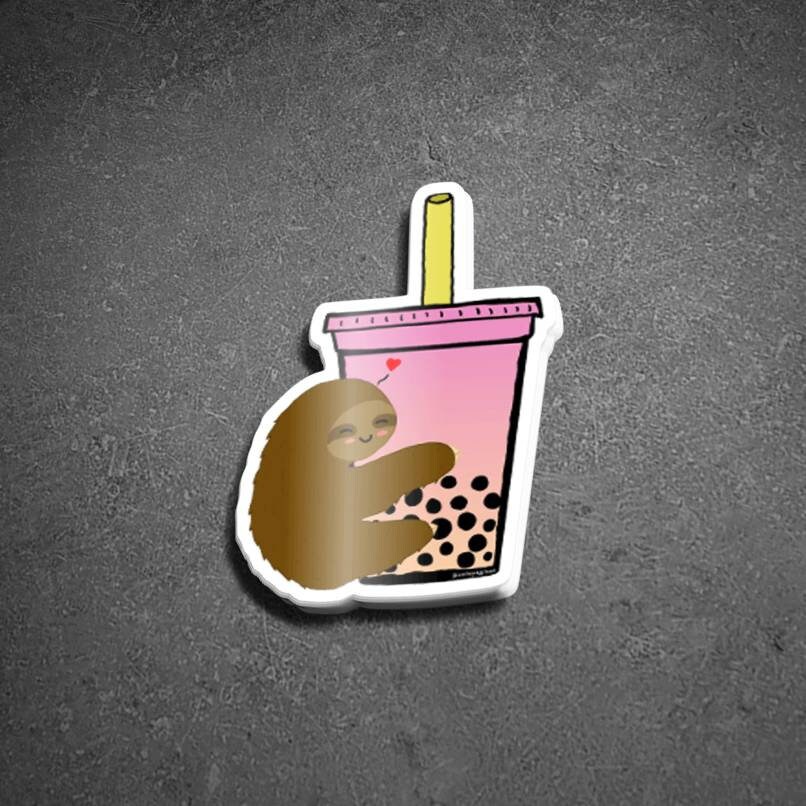 Boba Sloth Sticker - Etsy