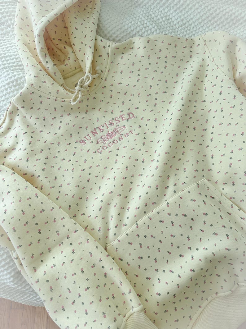 Toasted Cream Roses Embroider Hoodie - Etsy