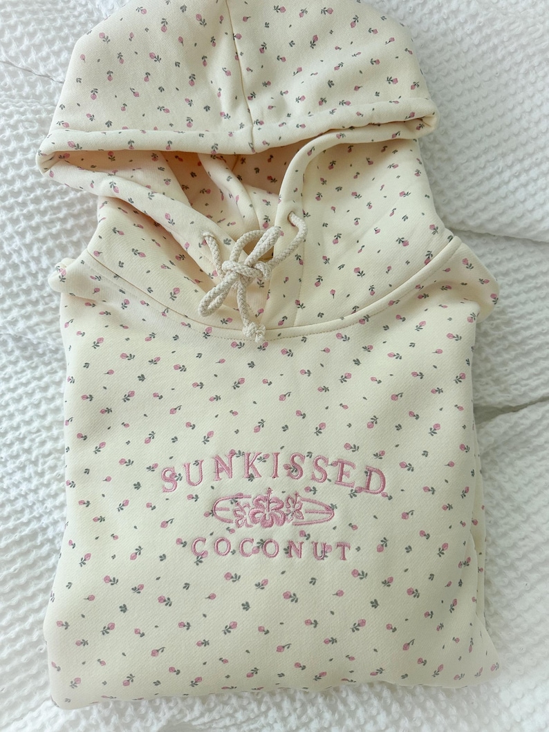 Toasted Cream Roses Embroider Hoodie - Etsy