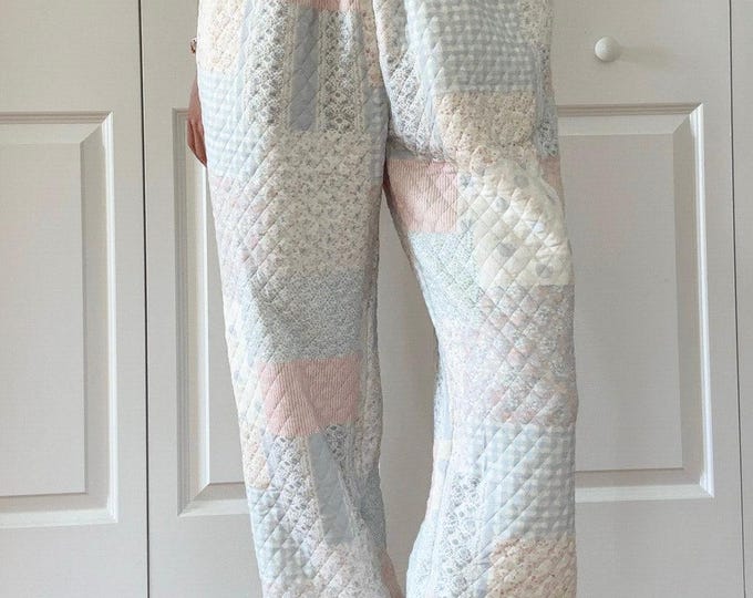 Quilt Pants - Made From Vintage Quilt- Star Design - Wide Leg - - Etsy