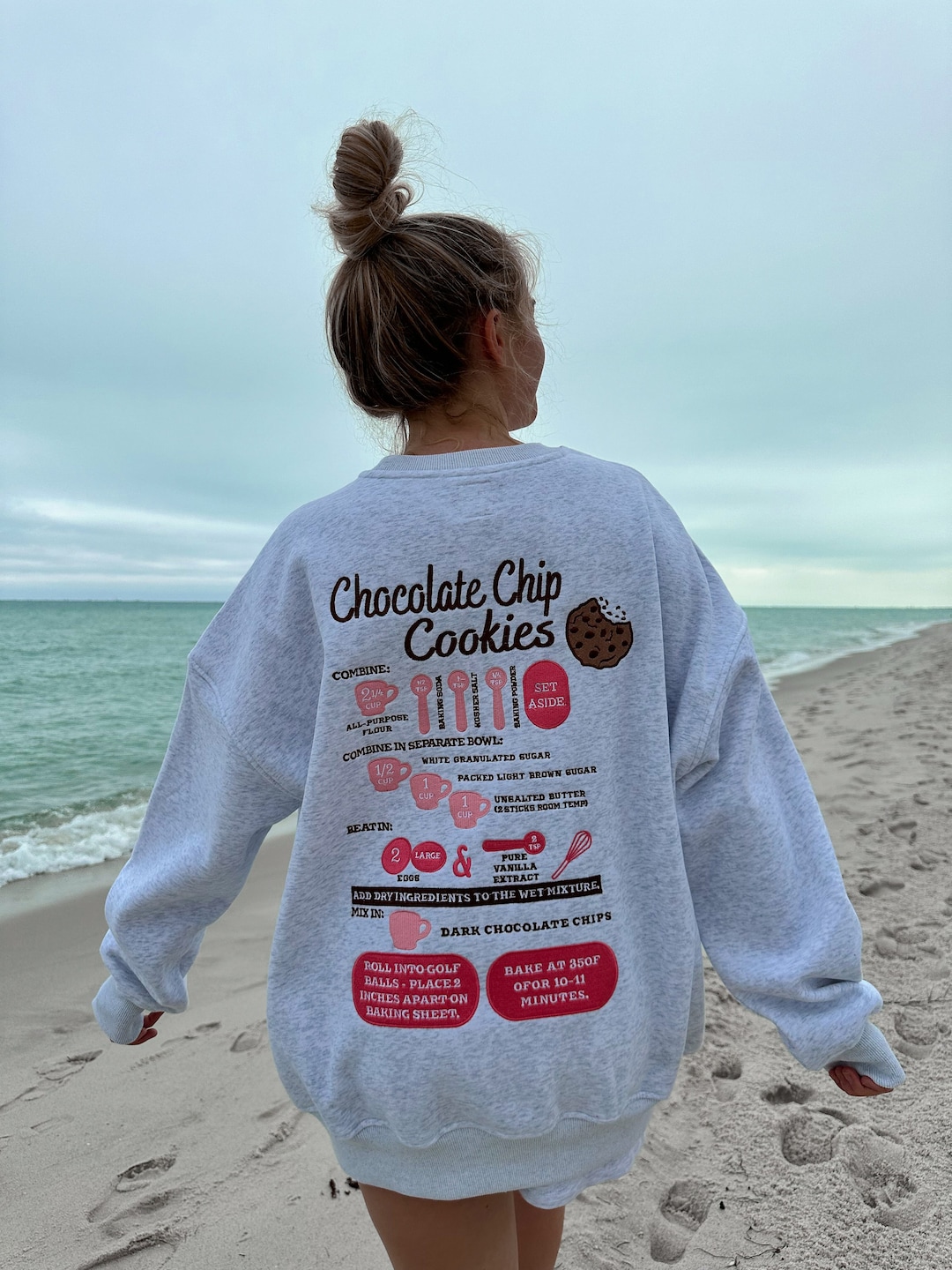Chocolate Chip Cookie Recipe Embroider Sweatshirt - Etsy