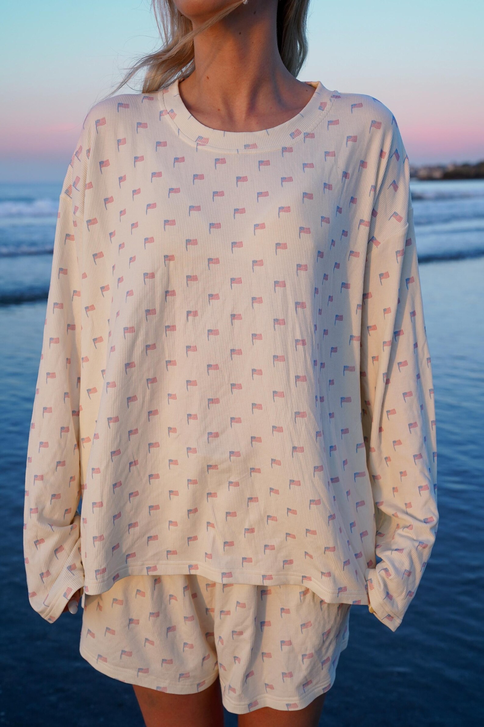 Pale Yellow American Flag Pajama Pattern Top - Etsy
