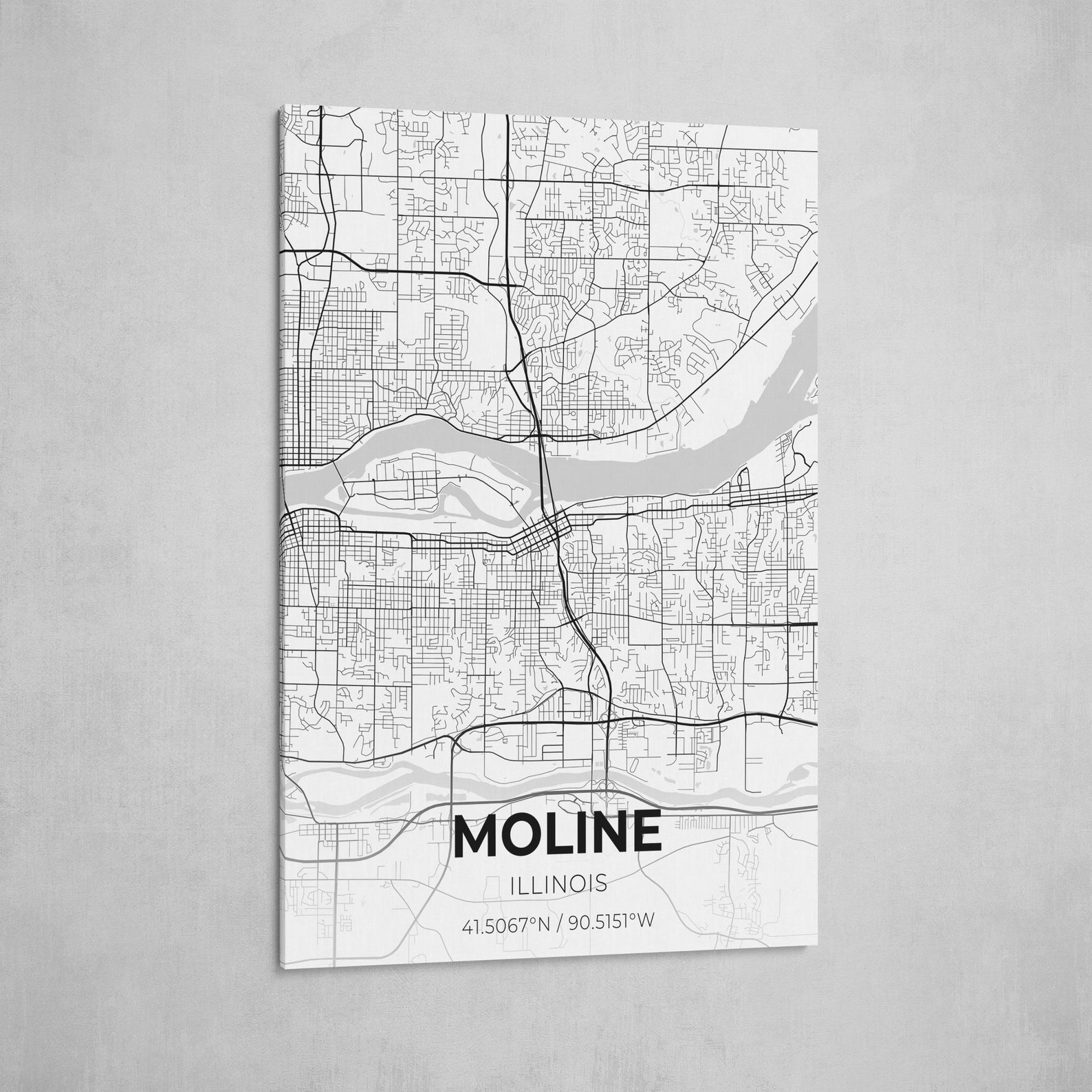 Moline Illinois City Map Canvas Art / City Map Art / City Map | Etsy
