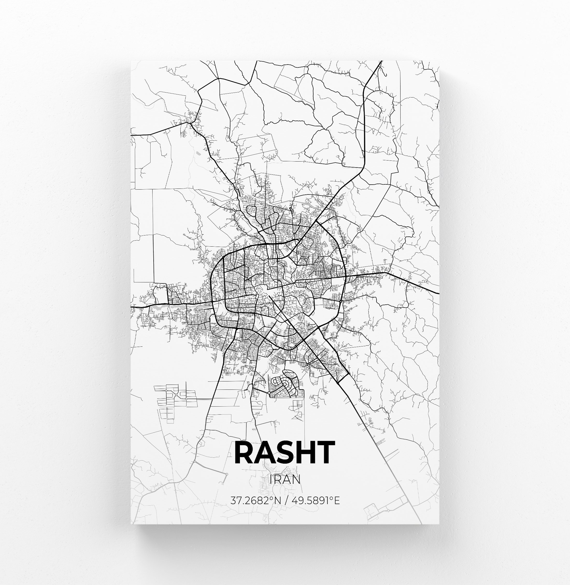 Rasht Iran City Map Canvas Art / City Map Art / City Map Print | Etsy