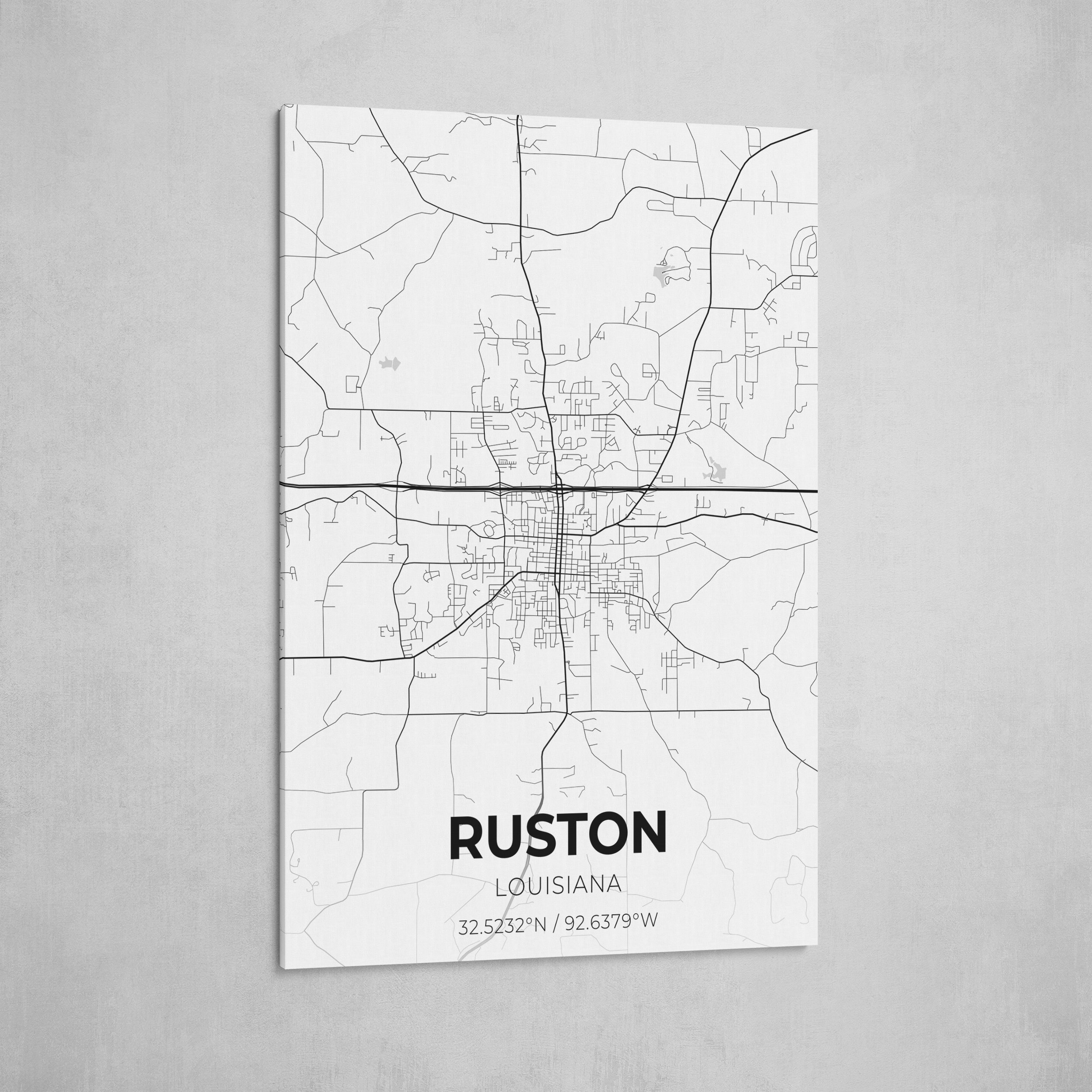 Ruston Louisiana City Map Canvas Art / City Map Art / City Map | Etsy